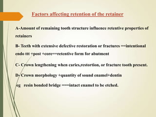 RETAINERS USED FOR FIXED PROSTHODONTICS.ppt