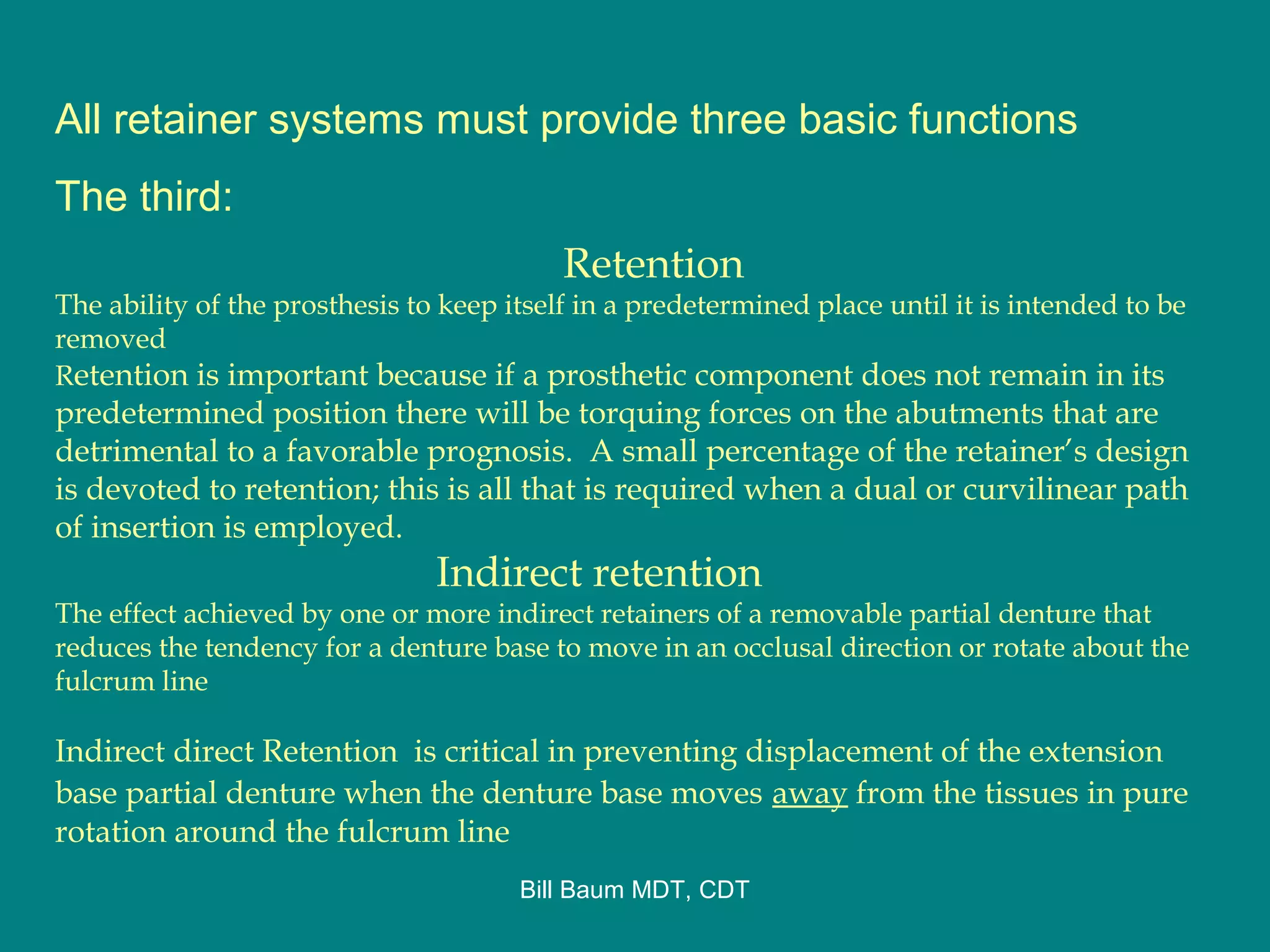 Removable Partial denture Retainer Systems | PPT