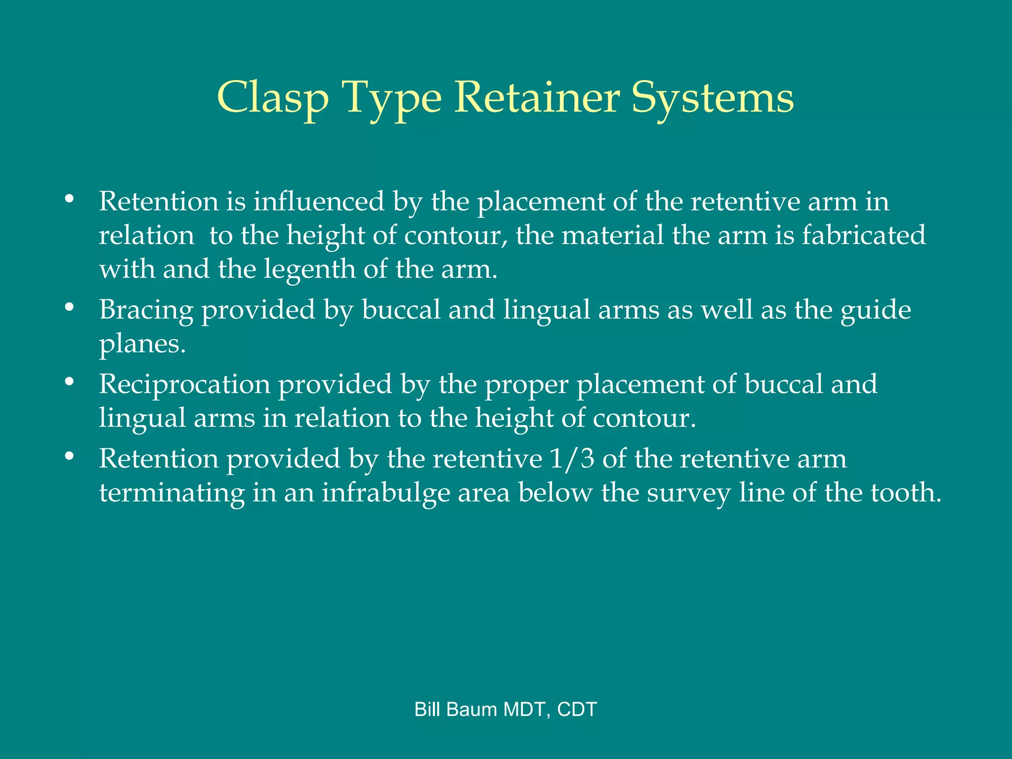 Removable Partial denture Retainer Systems | PPT