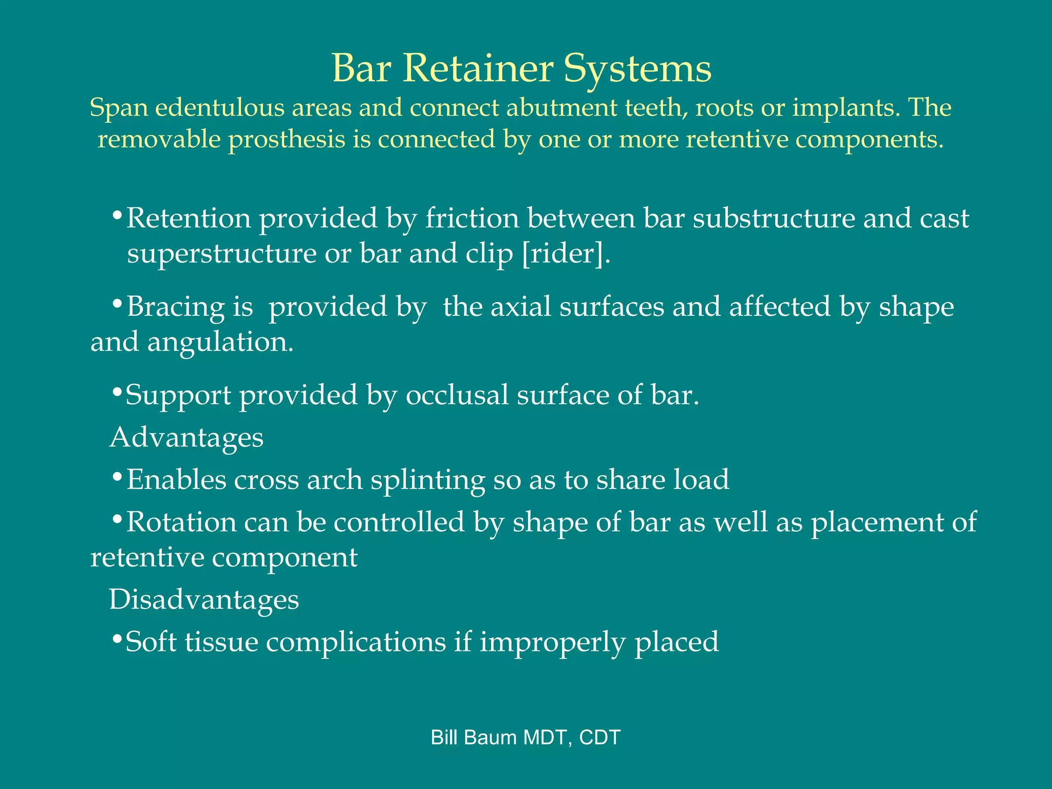 Removable Partial denture Retainer Systems | PPT