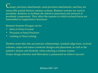 Removable Partial denture Retainer Systems | PPT
