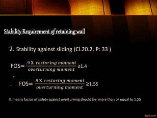 Retaining wall ppt Final year Civil ENGINEERING | PPTX