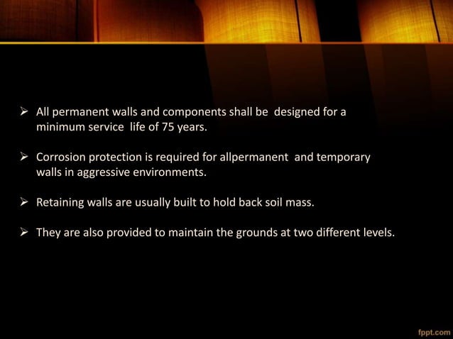 Retaining wall ppt Final year Civil ENGINEERING | PPTX | Geology | Science