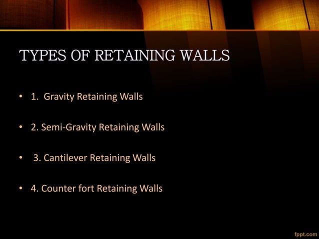 Retaining wall ppt Final year Civil ENGINEERING | PPTX | Geology | Science