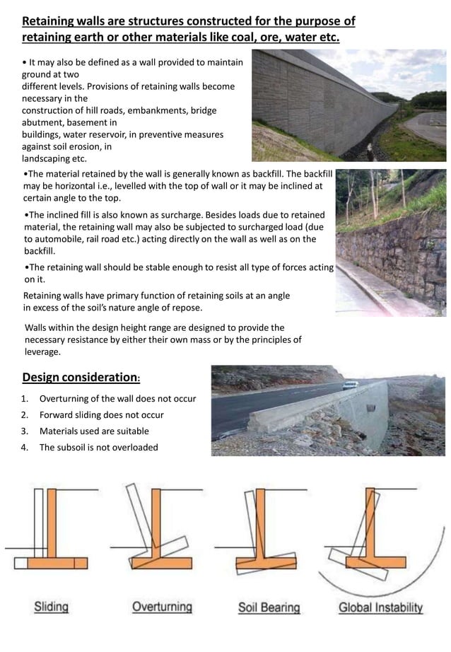 Retaining wall | PPTX | Geology | Science