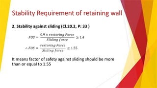 Retaining wall - design of reinforced concrete structure | PPTX