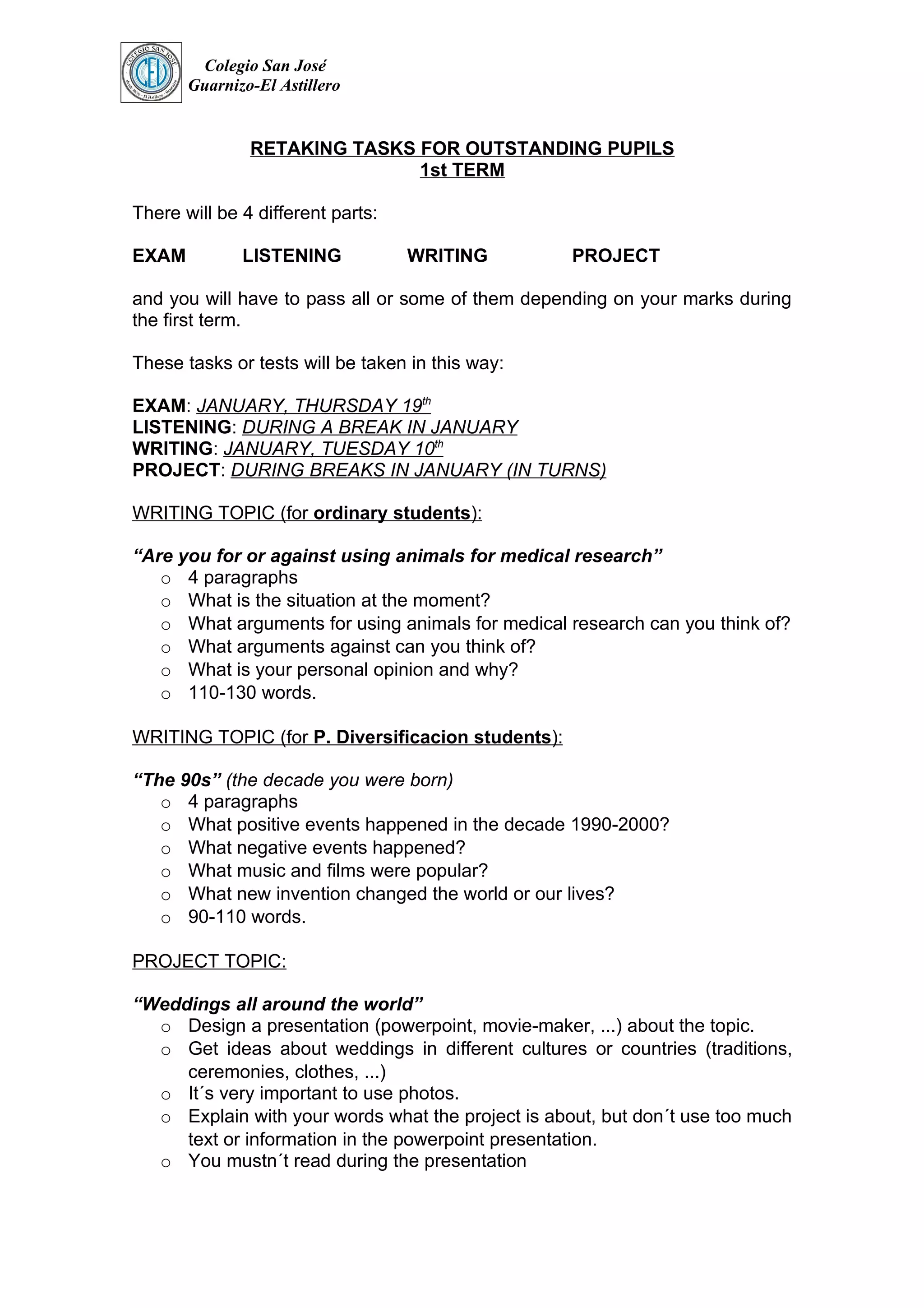 1st term Retaking tasks | DOC