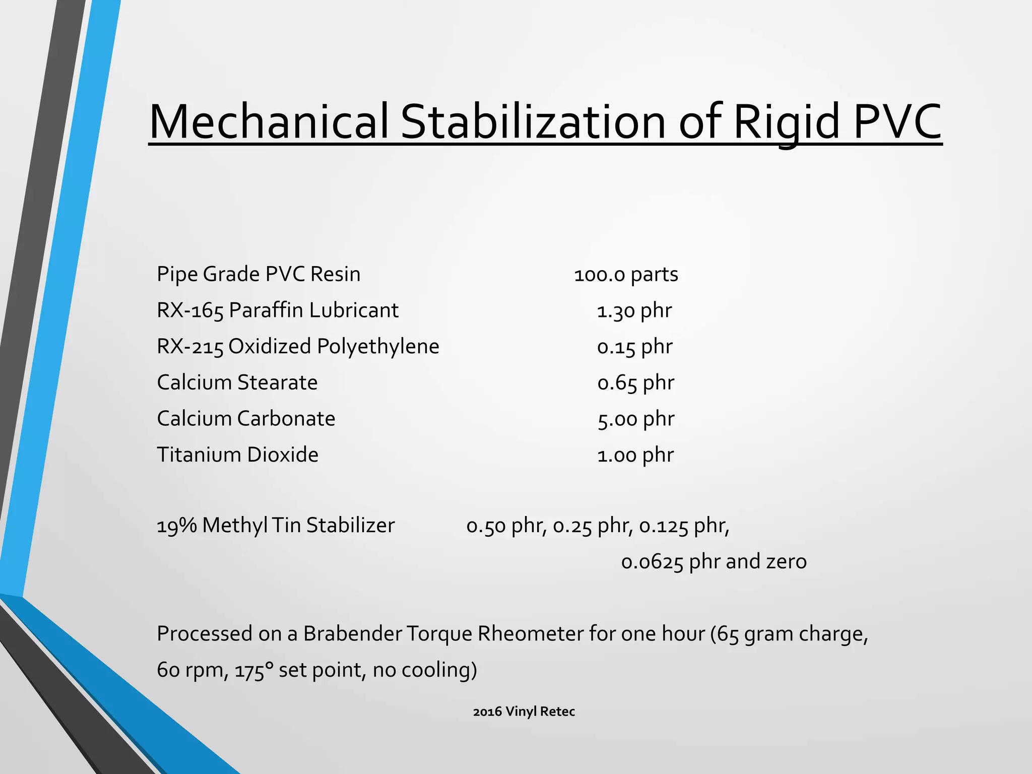 Lubrication and Mechanical Stabilization of Rigid PVC Formulations | PPTX