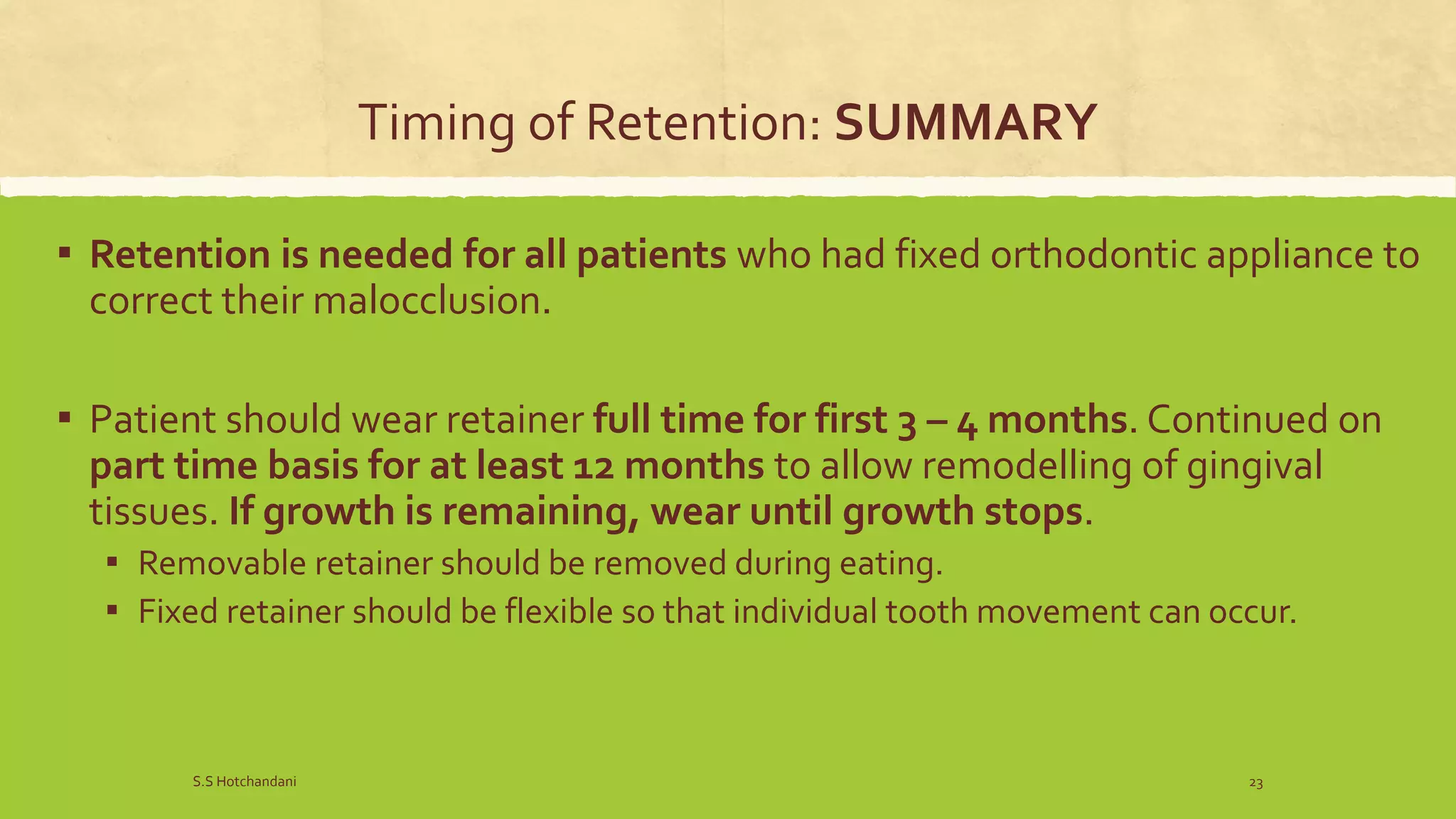 Retention in Orthodontics (Dentistry) | PDF