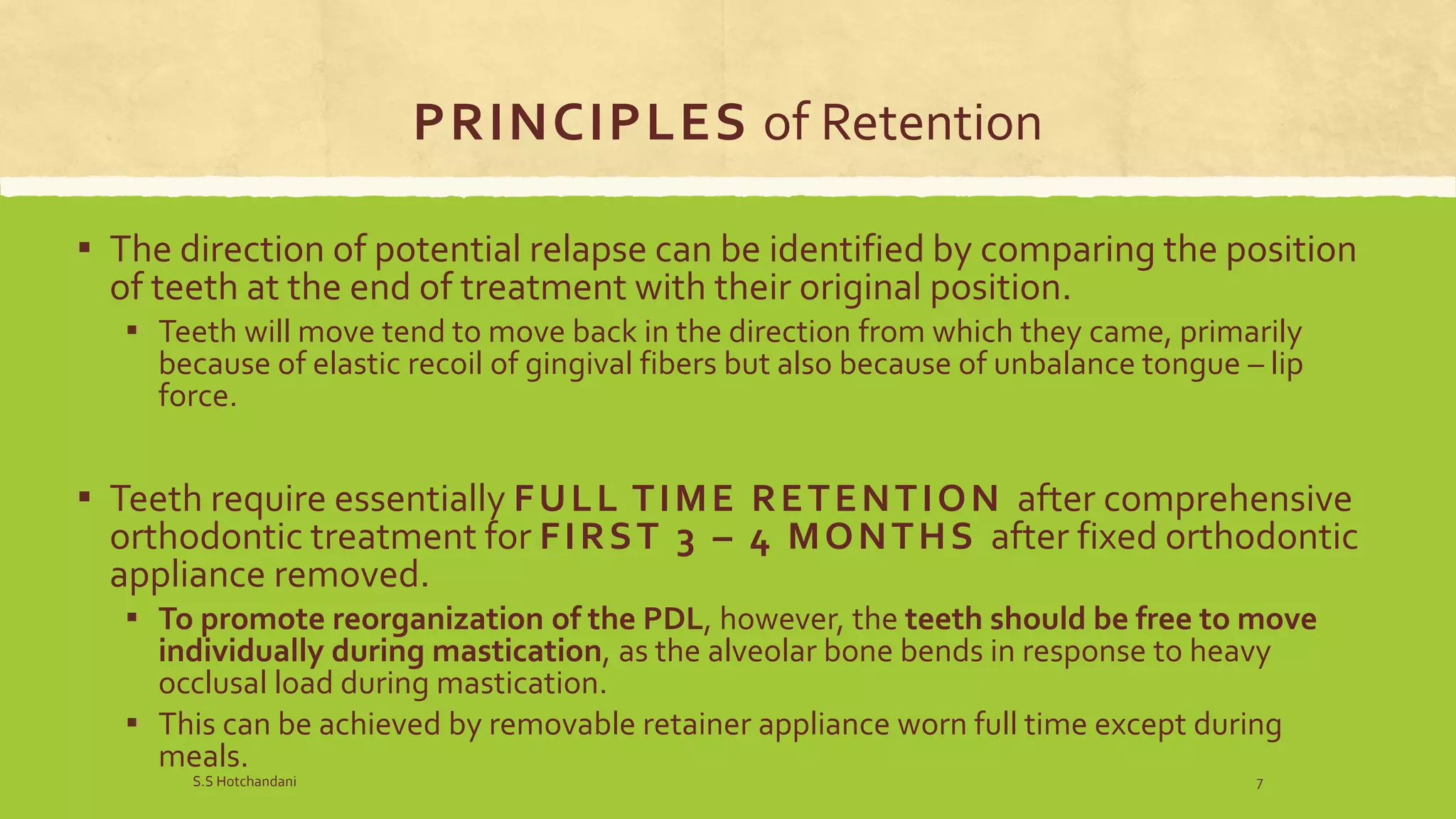 Retention in Orthodontics (Dentistry) | PDF