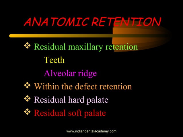 Retention in maxillo facial prosthesis./cosmetic dentistry course | PPT ...