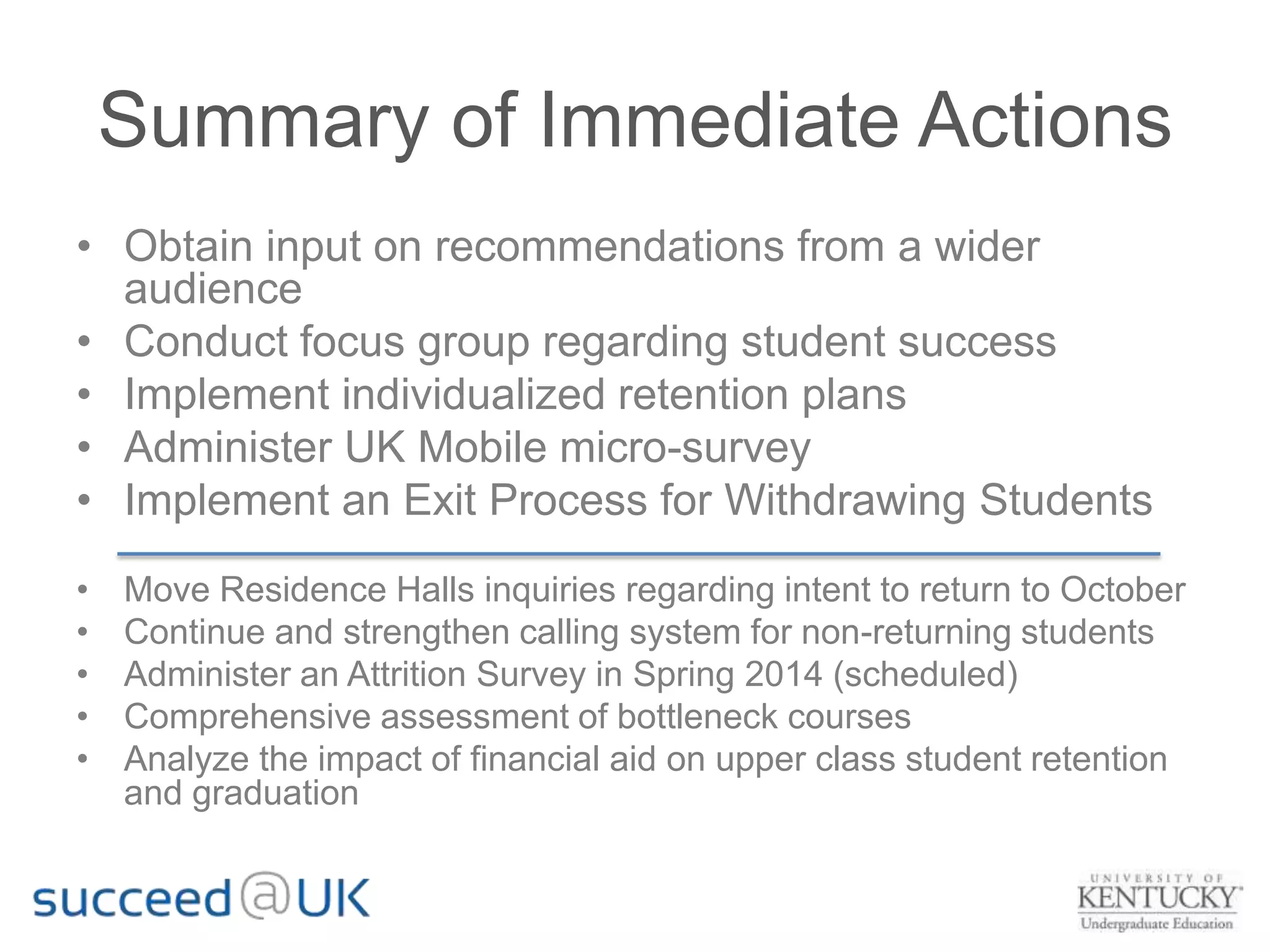 Retention Action Plan - Presentation to Deans Council - 2013 Nov 19 | PPTX