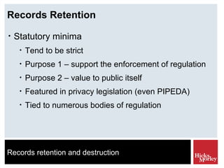 A Lawyer's Perspective on Records Retention And Destruction | PPT