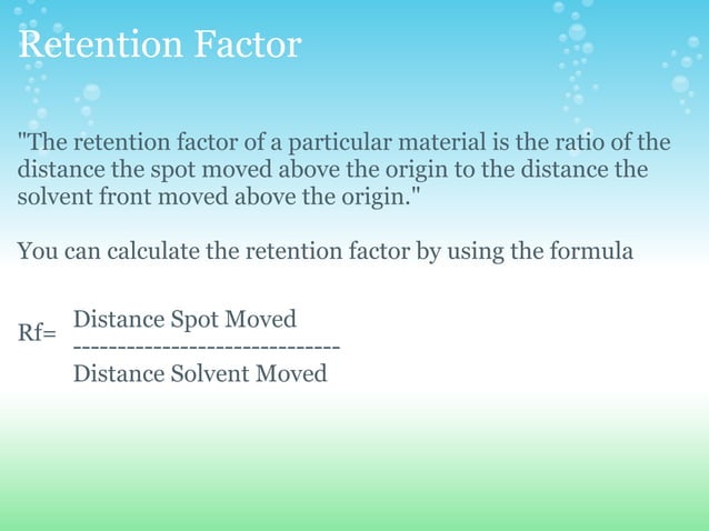 Retention factor | PPT | Chemistry | Science