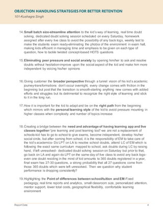 Post Sales Retention objection handling Extramarks Education | DOCX