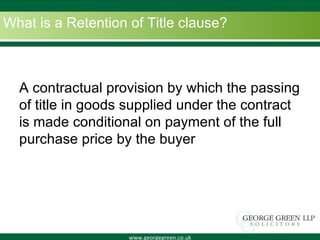 Retention of Title | PPT