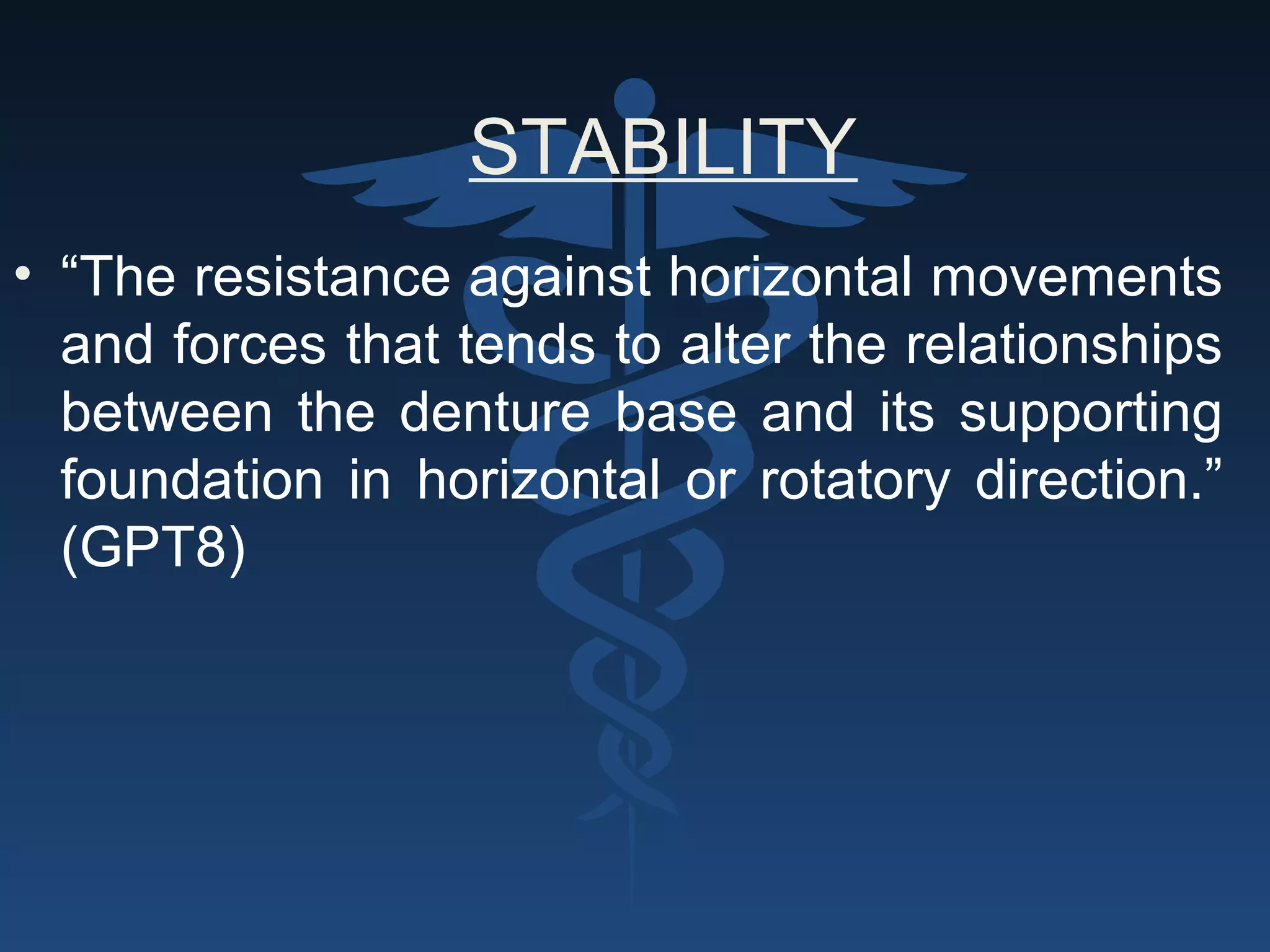 Retention stability support in complete dentures | PPT