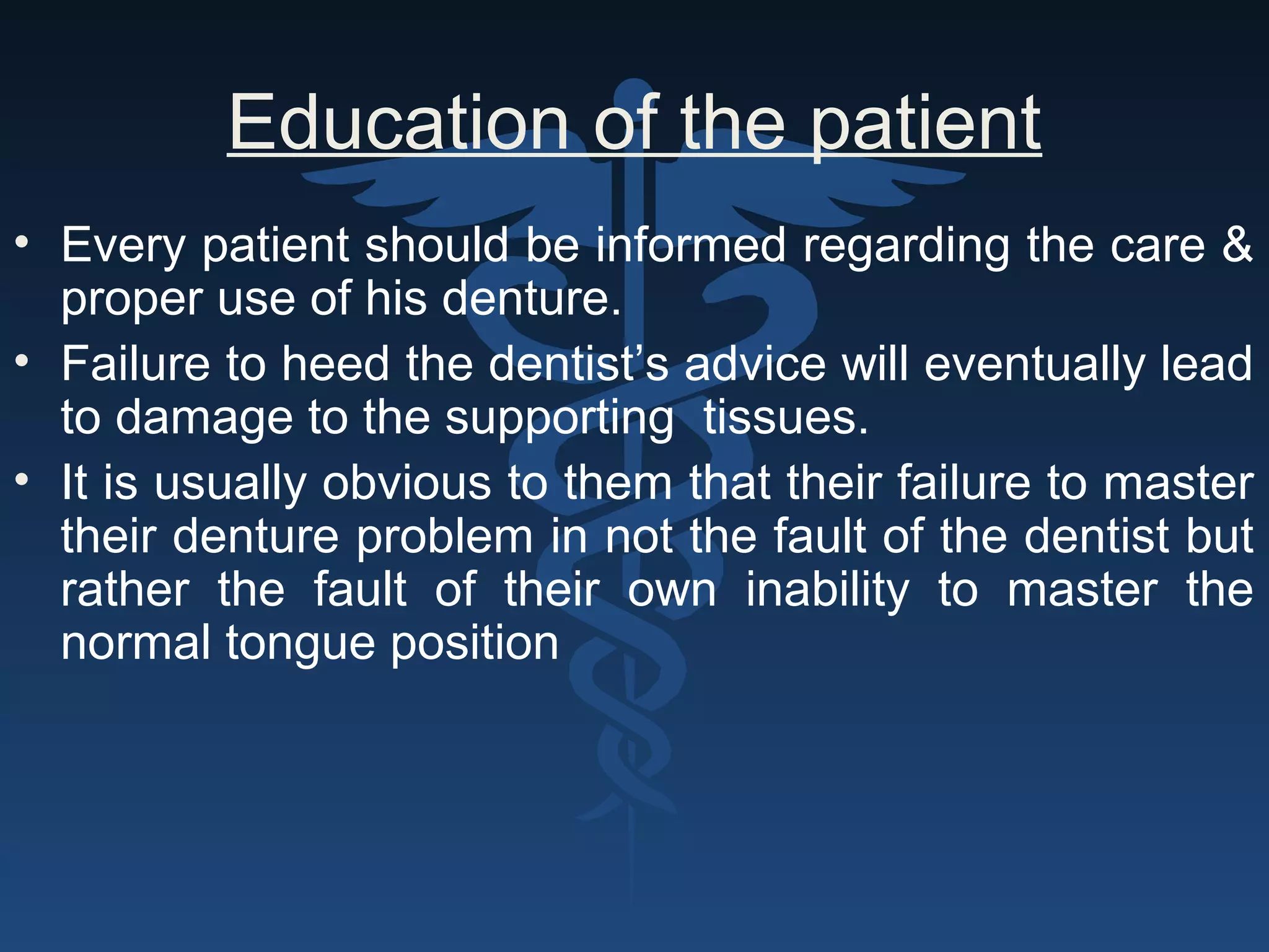 Retention stability support in complete dentures | PPT