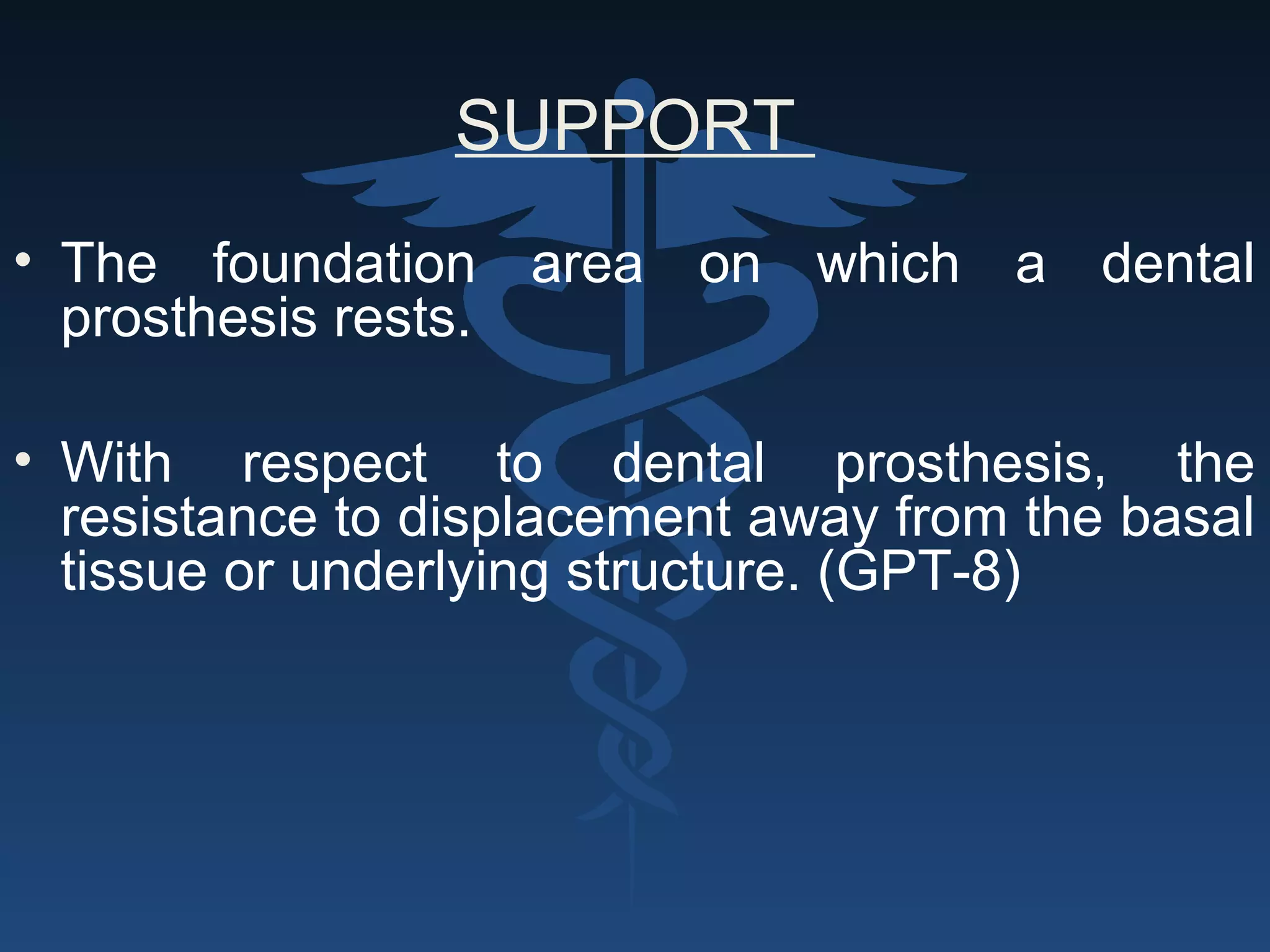 Retention stability support in complete dentures | PPT