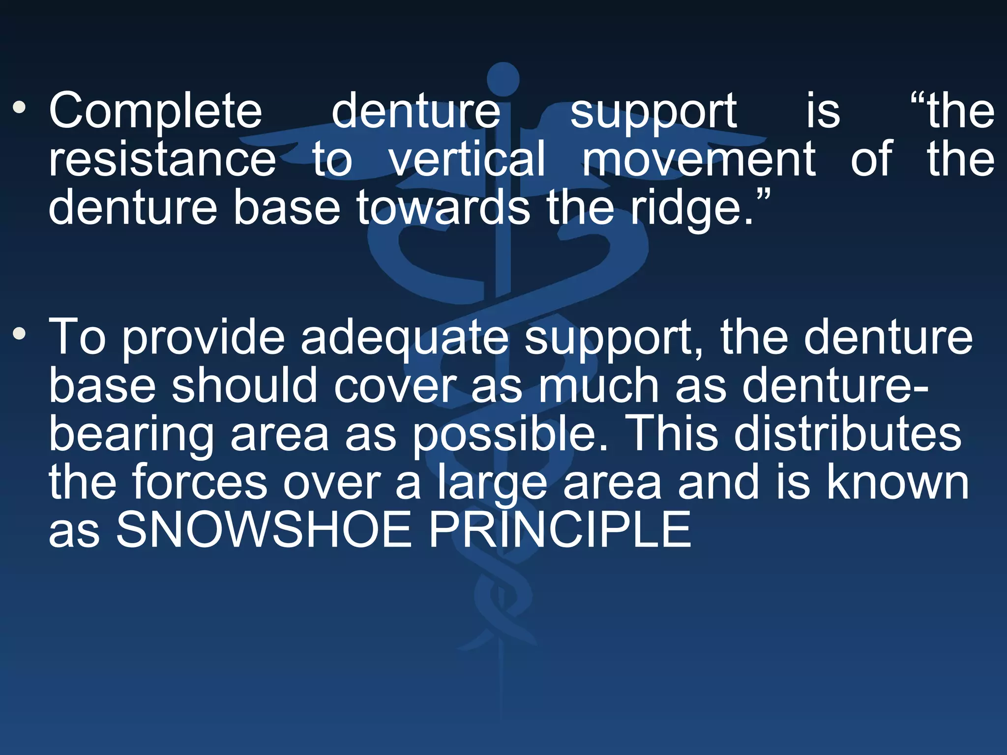 Retention stability support in complete dentures | PPT