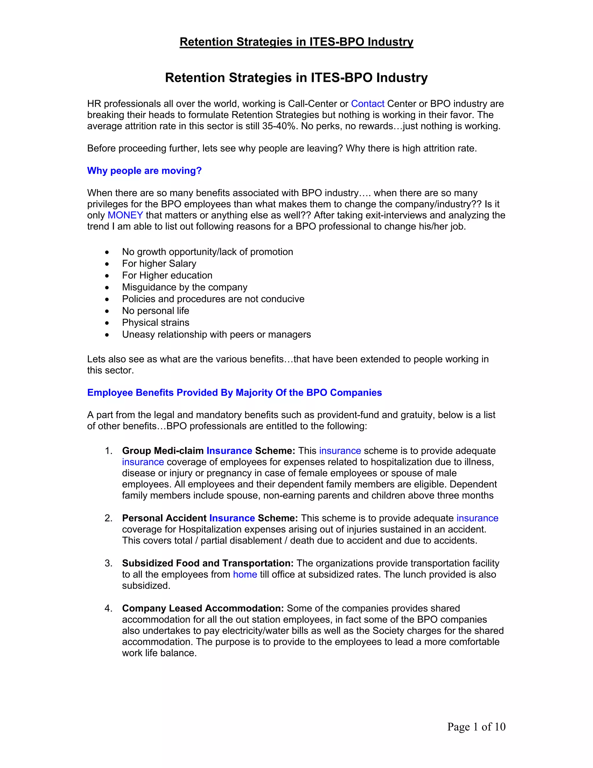 Retention Strategies In Ites%2 Epdf | PDF