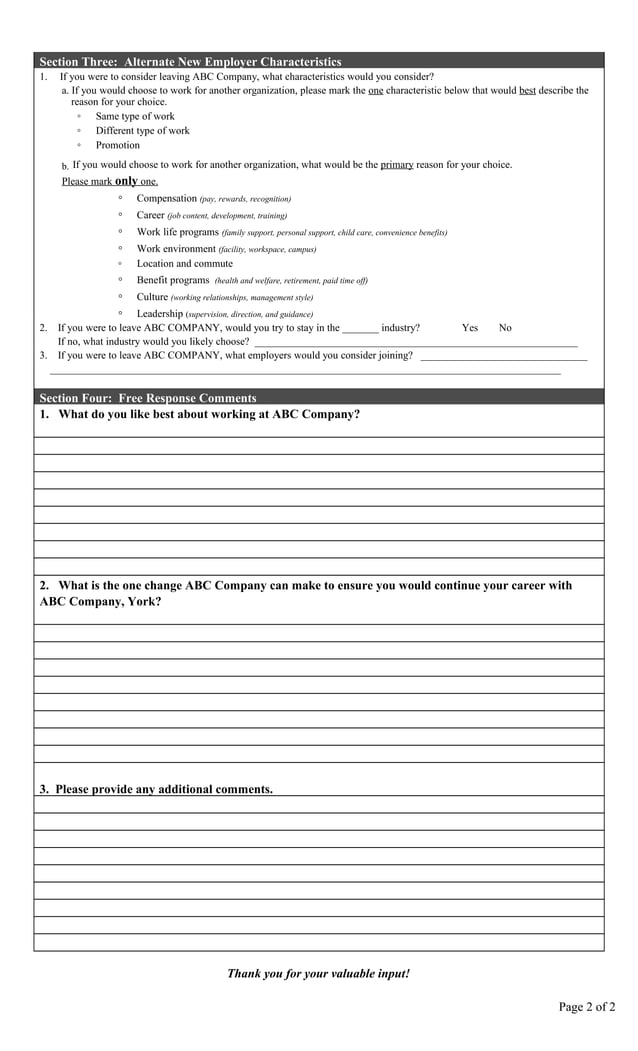 Retention survey questionaire | DOC