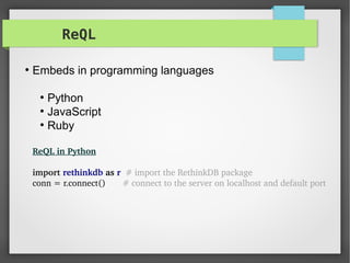 Rethink db with Python | PPT