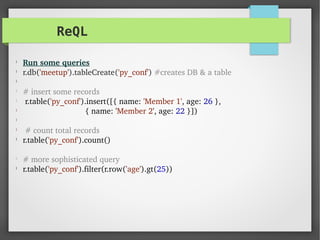 Rethink db with Python | PPT
