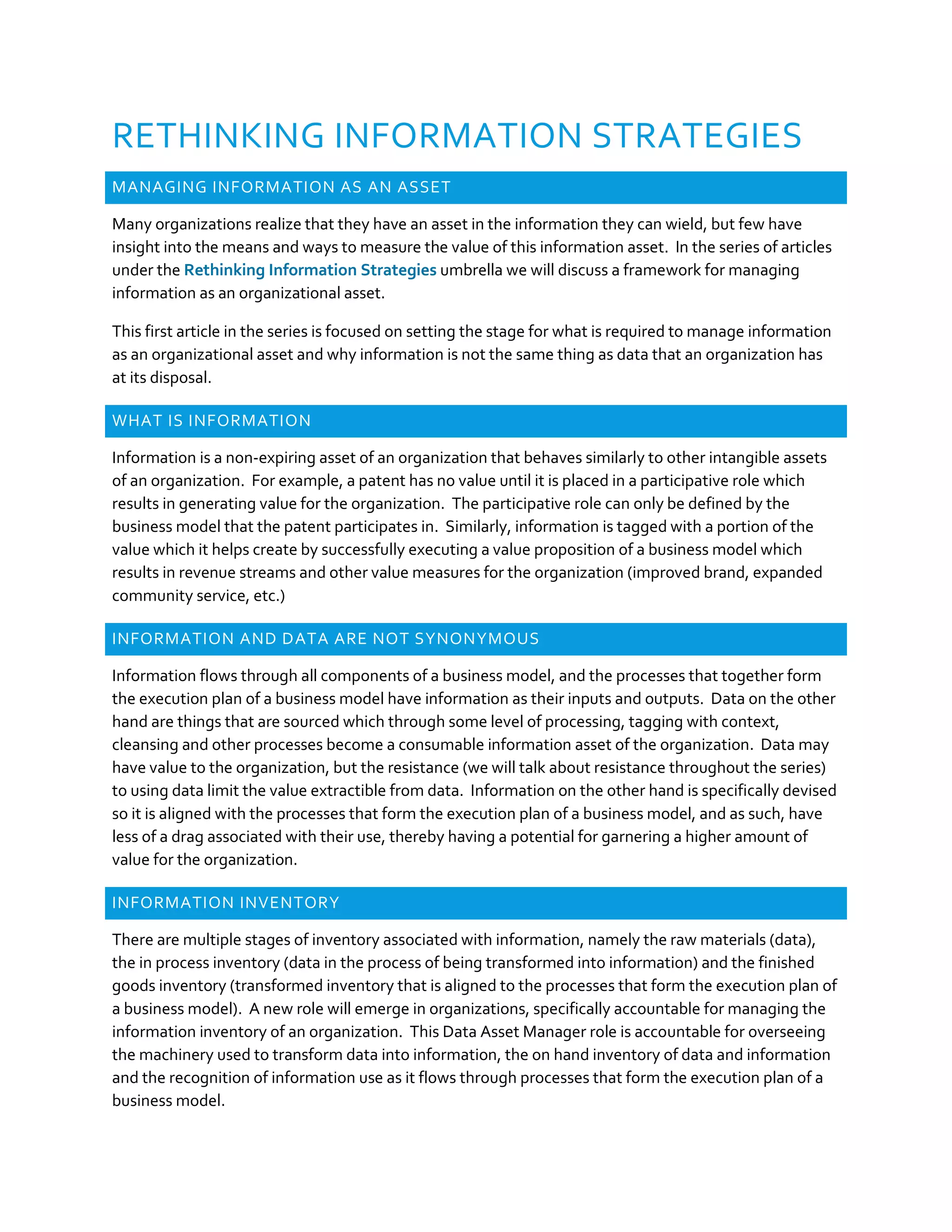 Rethinking information strategies introductory | PDF