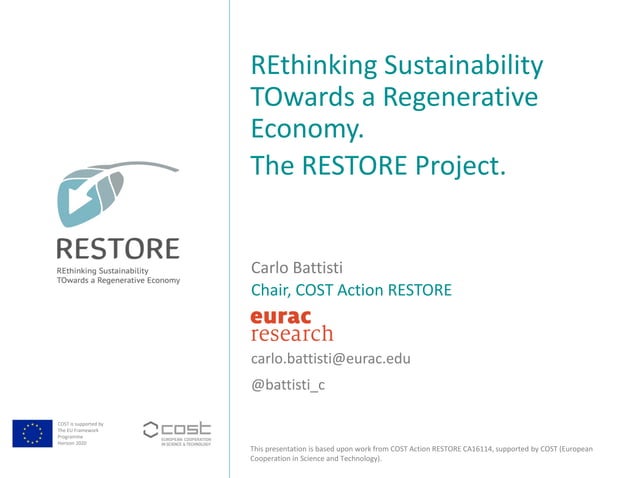REthinking Sustainability TOwards a Regenerative Economy. The RESTORE project. | PPT