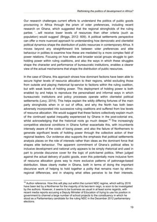 Rethink the politics of development in Africa? how the political ...