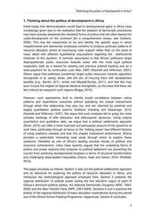 Rethink the politics of development in Africa? how the political ...
