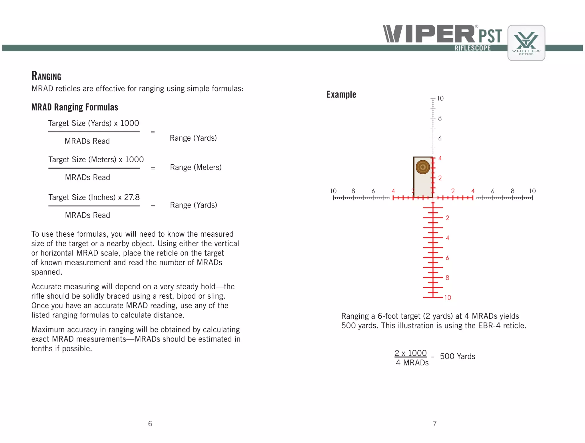 Reticle manual | Vortex Viper PST Gen II EBR-MRAD | PDF