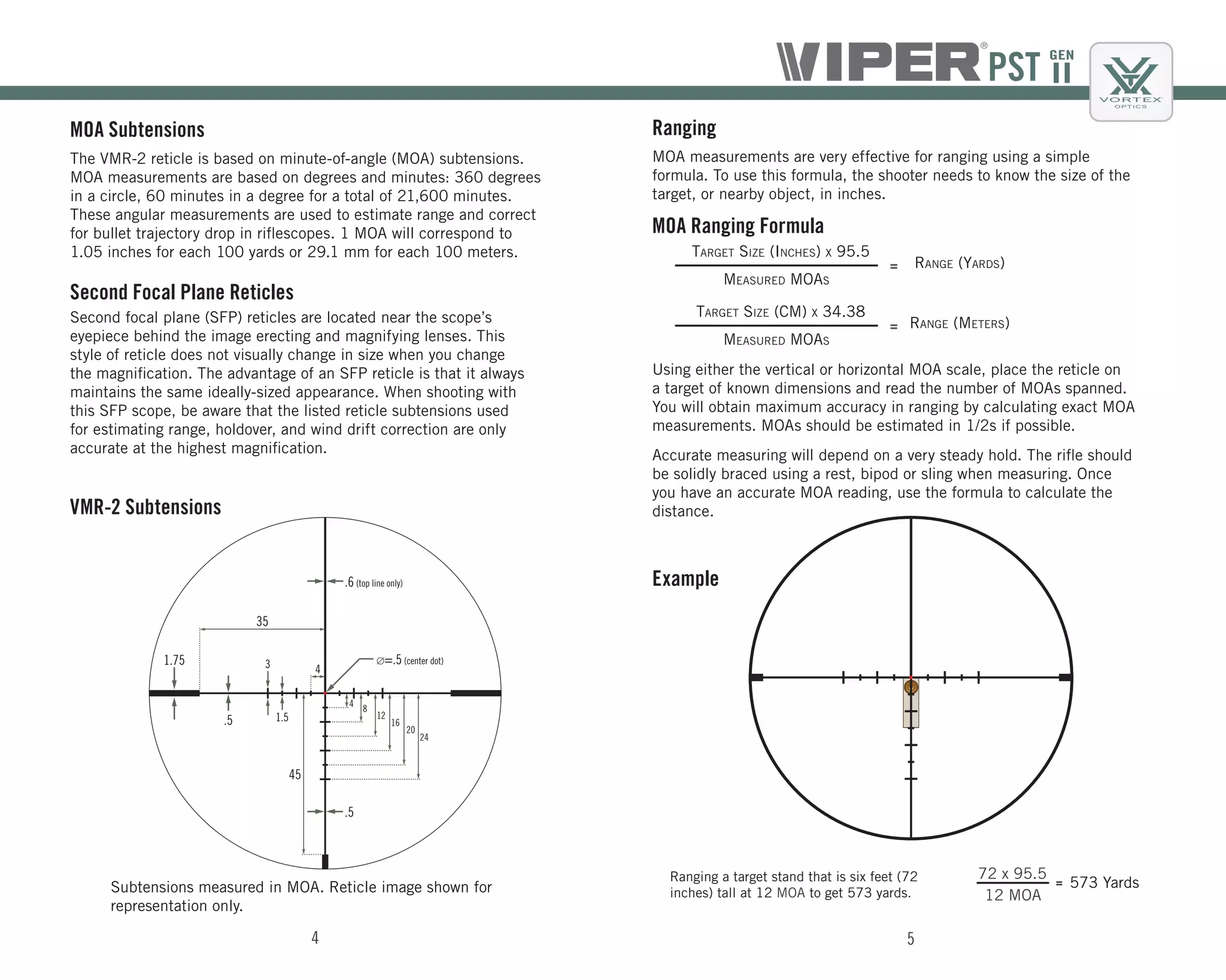 Reticle manual | Vortex Viper PST Gen II VMR-2MOA | PDF