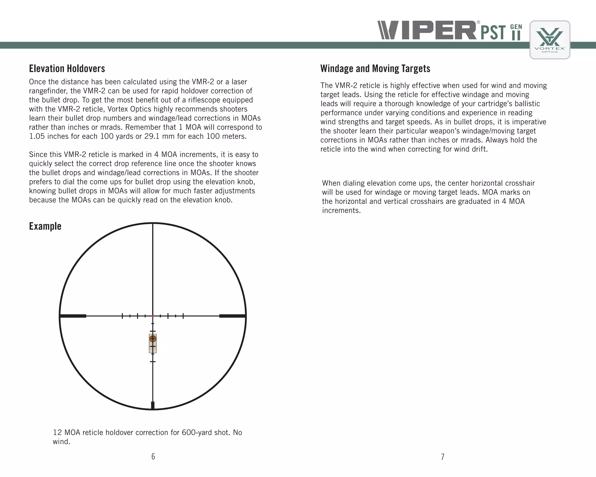 Reticle manual | Vortex Viper PST Gen II VMR-2MOA | PDF