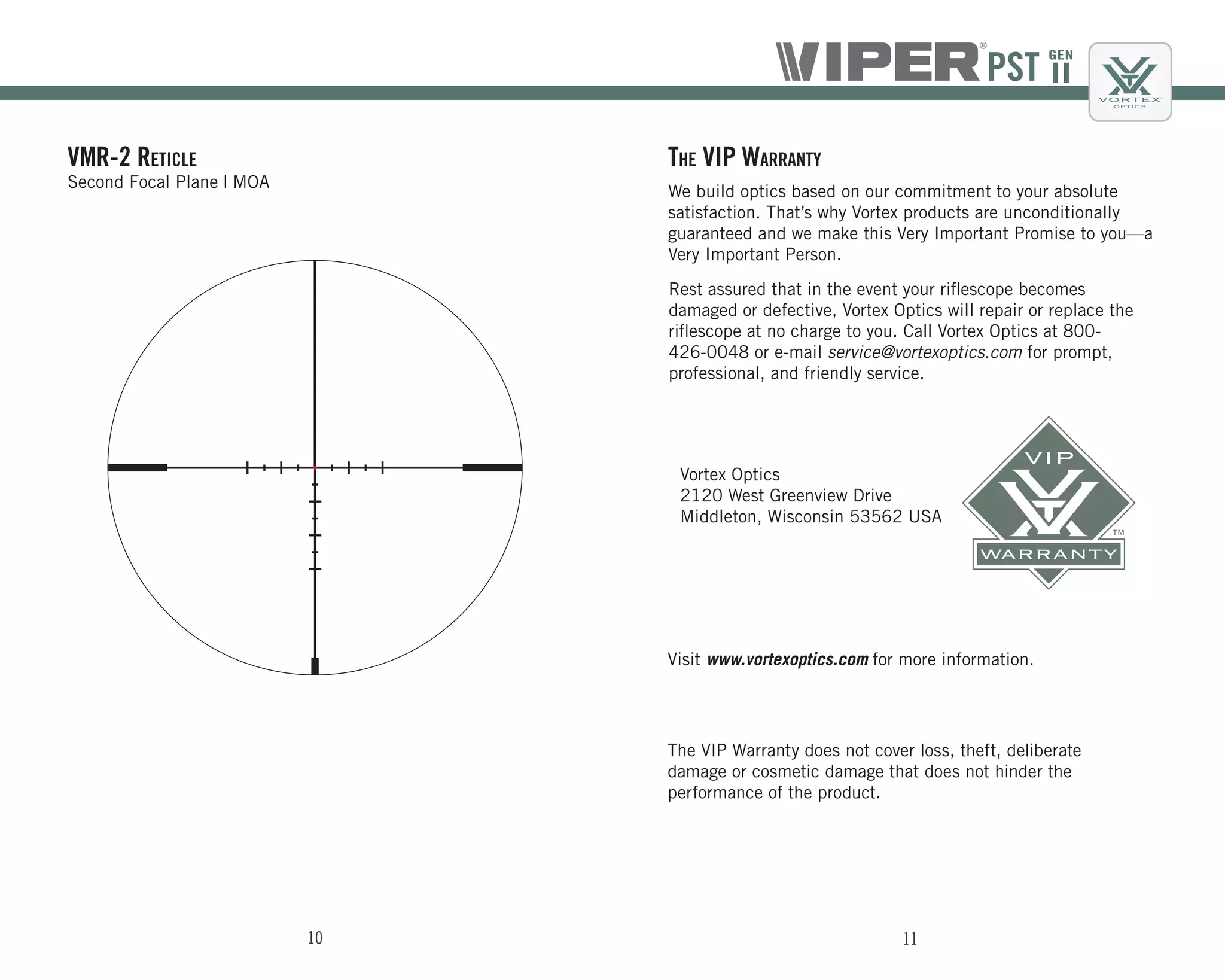 Reticle manual | Vortex Viper PST Gen II VMR-2MOA | PDF