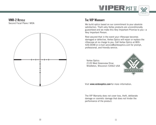 Reticle manual | Vortex Viper PST Gen II VMR-2MOA | PDF | Arms ...
