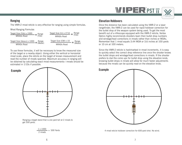 Reticle manual | Vortex Viper PST Gen II VMR-2MRAD | PDF | Arms ...
