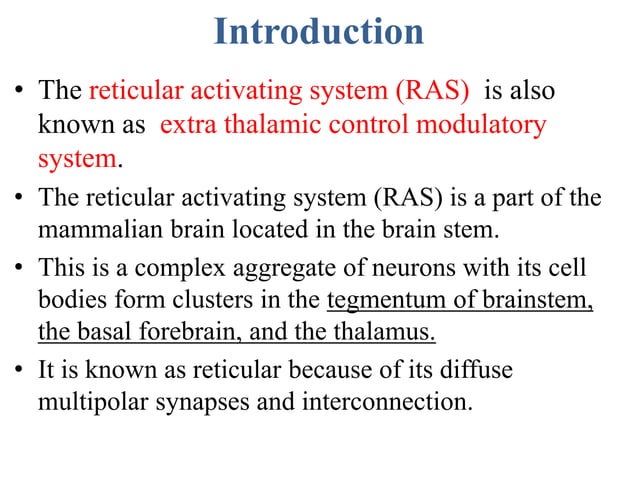 Reticular activating system | PPTX | Brain and Nervous System Disorders ...