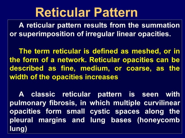 Reticular pattern | PDF | Lung and Respiratory Health | Diseases and ...