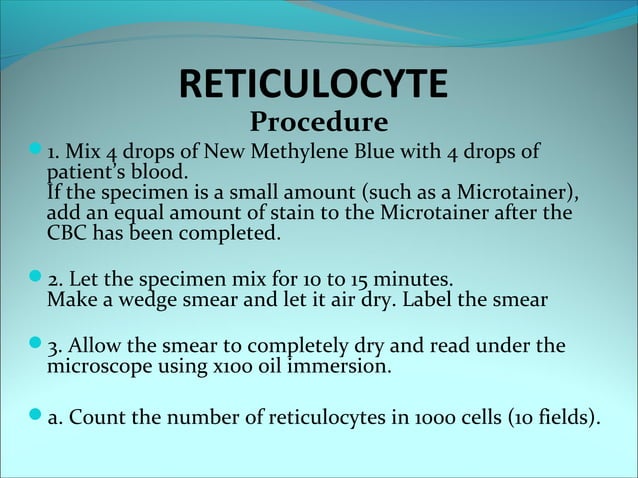 Reticulocyte count | PPT