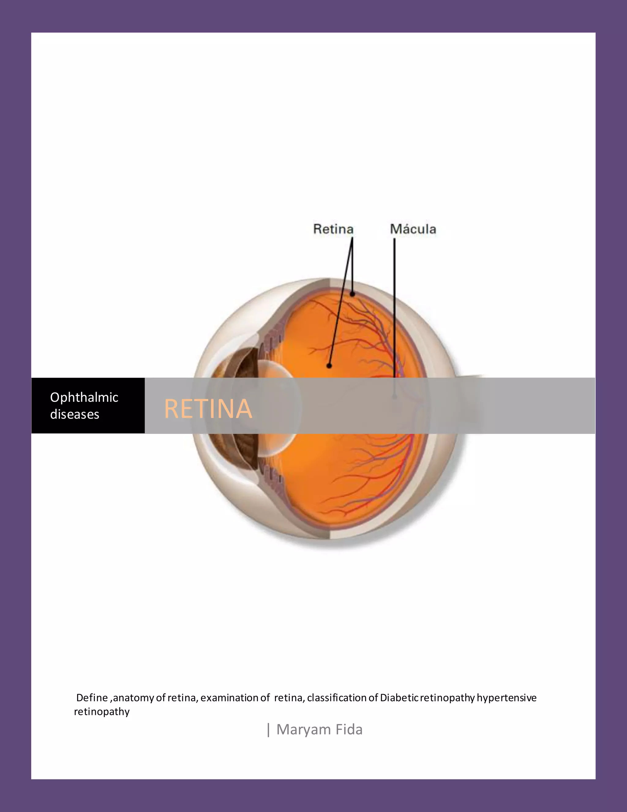 Retina (Define ,anatomy of retina, examination of retina ...
