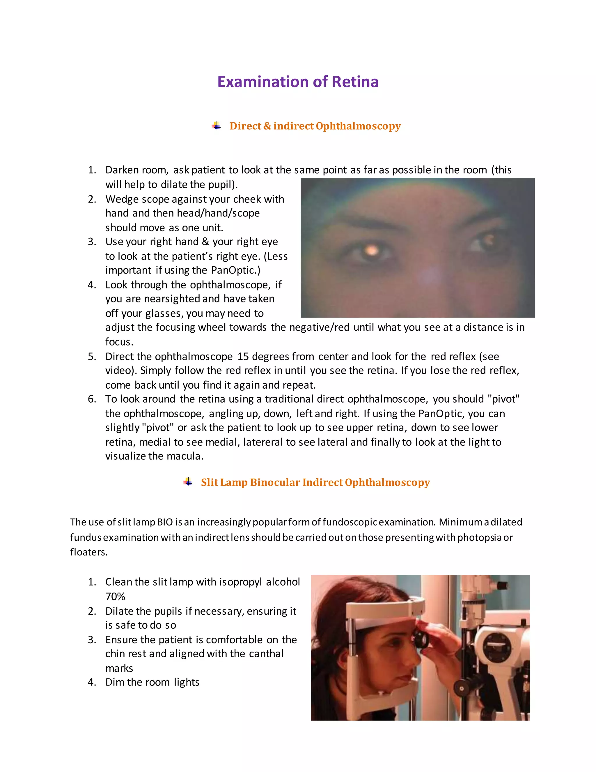 Retina (Define ,anatomy of retina, examination of retina ...