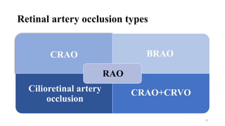 Retinal artery occlusion ppt............. | PPTX