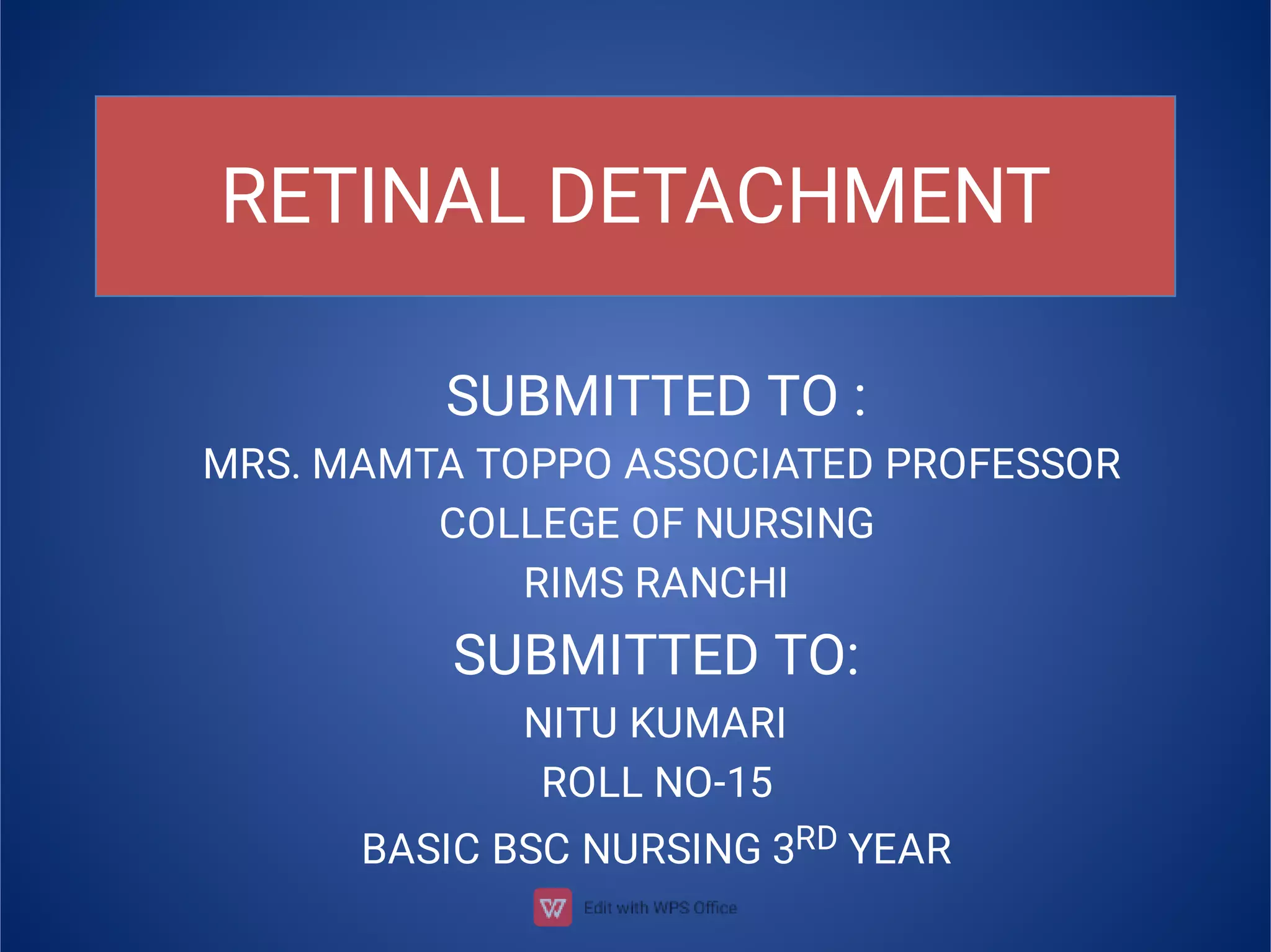 Retinal detachment presentation | PDF