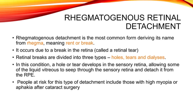 Retinal detachment | PPTX | Eye and Vision Conditions | Diseases and ...