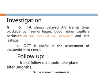 retinal vascular occlusions crvo brvoppt | PPTX