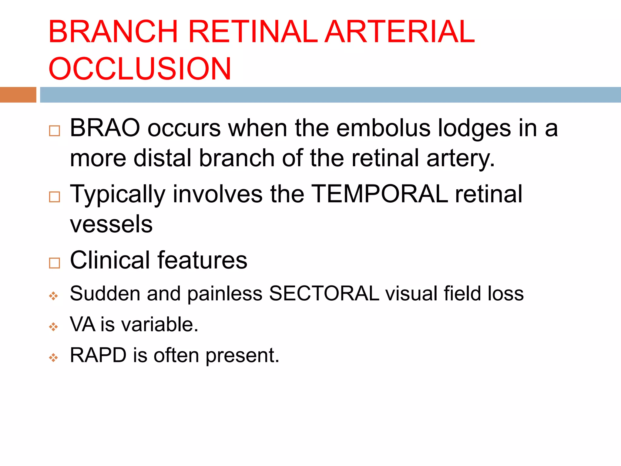 Retinal vascular occlusions | PPTX