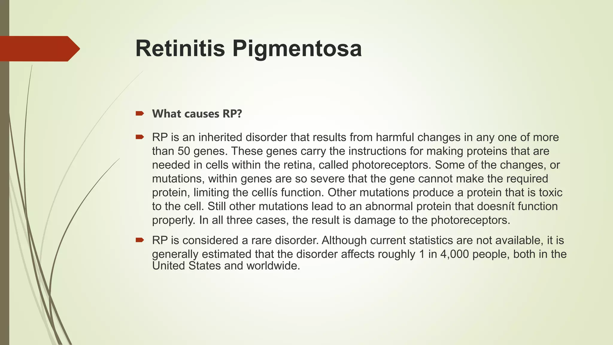 Retinitis pigmentosa ppt | PPTX