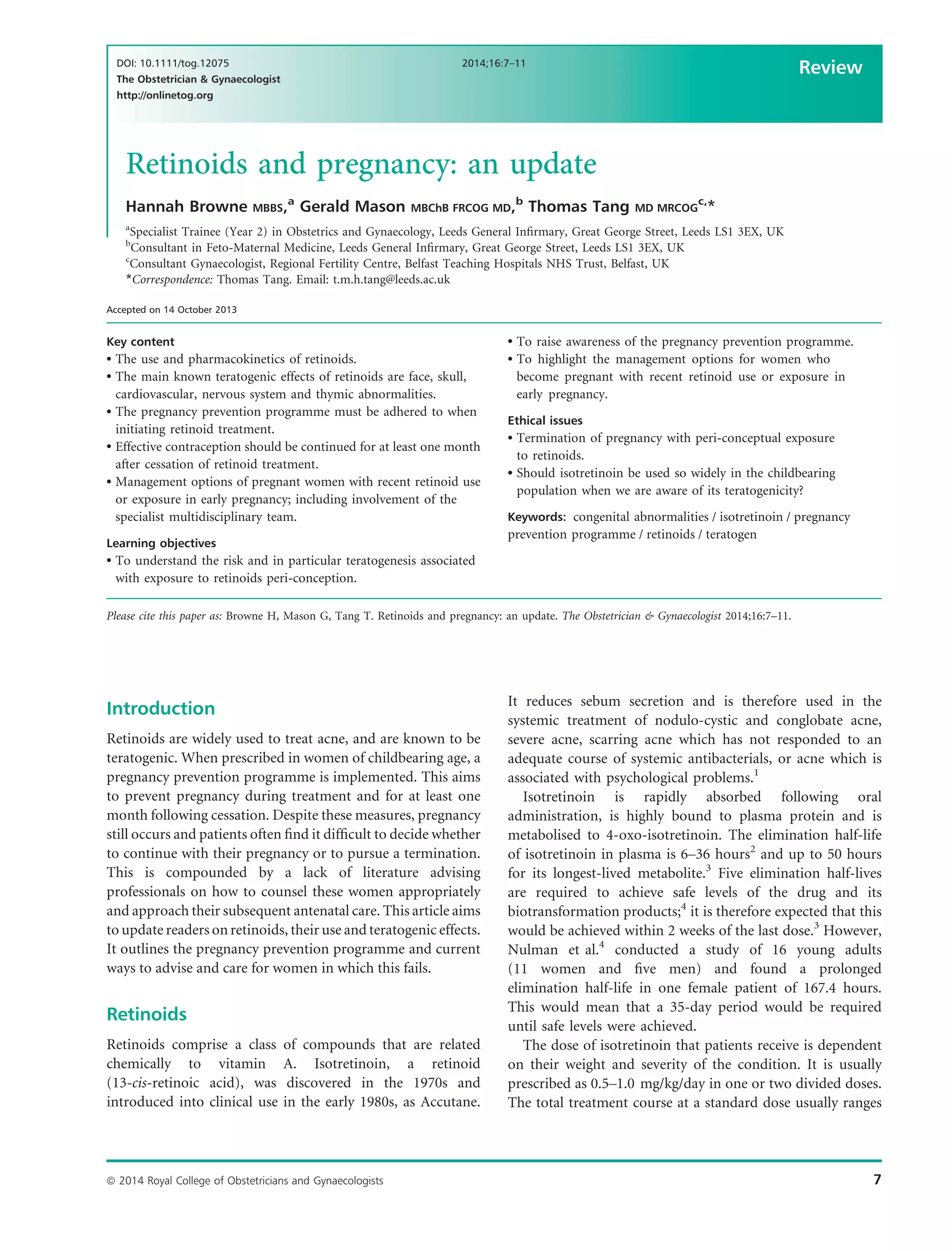 Retinoids and pregnancy | PDF